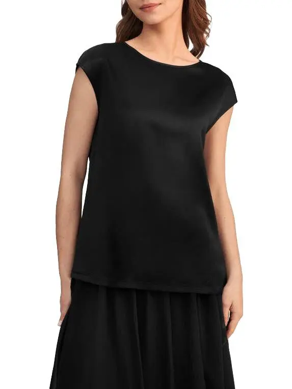 Lilysilk Basic Cap-sleeved Silk Tee - Black