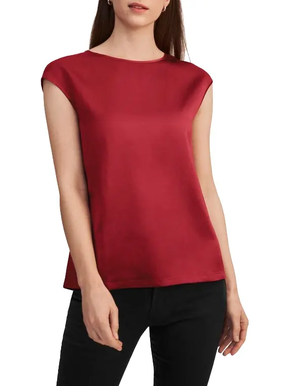 Lilysilk Basic Cap-sleeved Silk Tee - Claret
