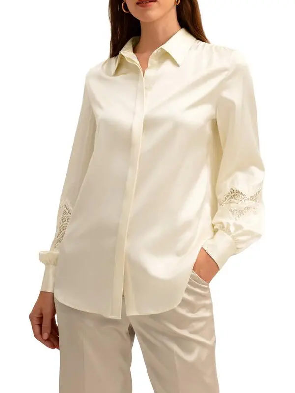 Lilysilk Armeria Lace Blouse - Lily White