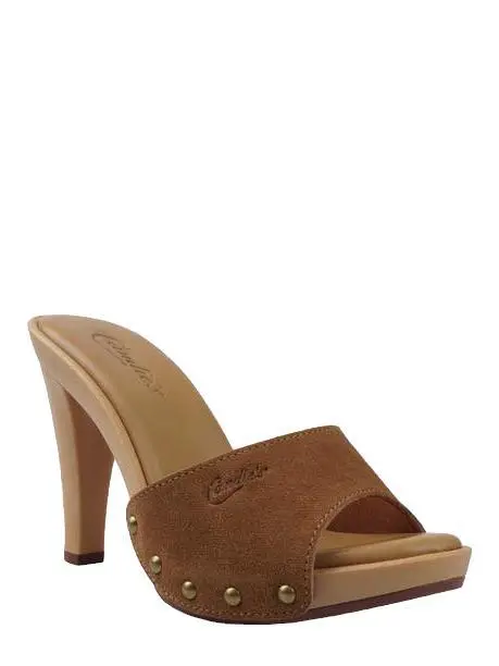 CANDIE'S Studded Slide Sandal - Tan Suede