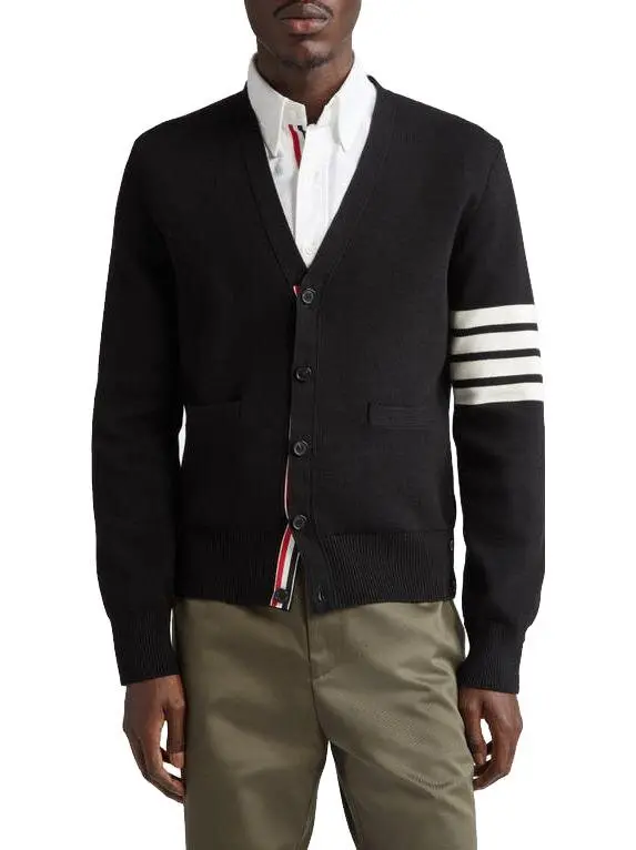 Thom Browne 4-bar Milano Knit Cardigan - Black