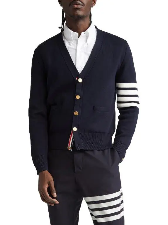 Thom Browne 4-bar Milano Knit Cardigan - Navy