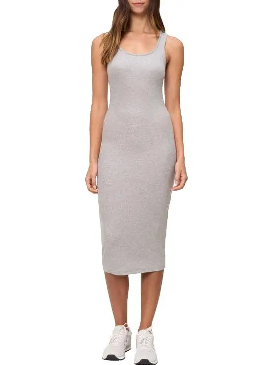 THE STANDARD STITCH Scoop Neck Midi Dress - Heather Grey