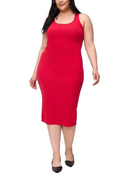 THE STANDARD STITCH Scoop Neck Midi Dress - Red