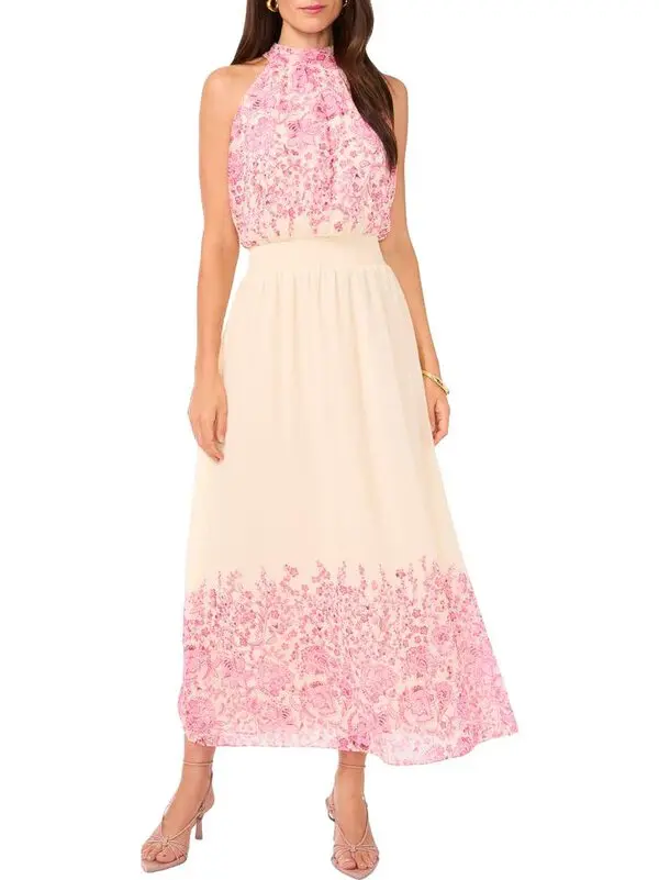 Vince Camuto Floral Maxi Dress - Cream Multi