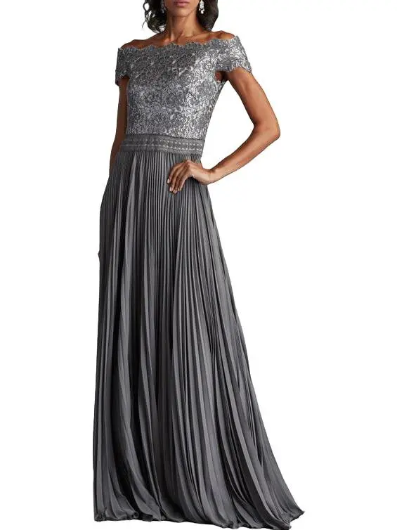 Tadashi Shoji Sequin Bodice Gown - Mist