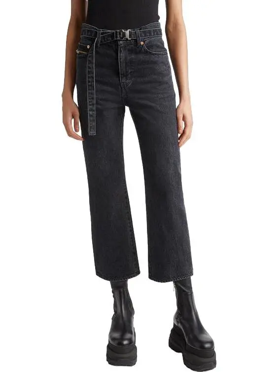 Sacai Belted Bootcut Jeans - Black