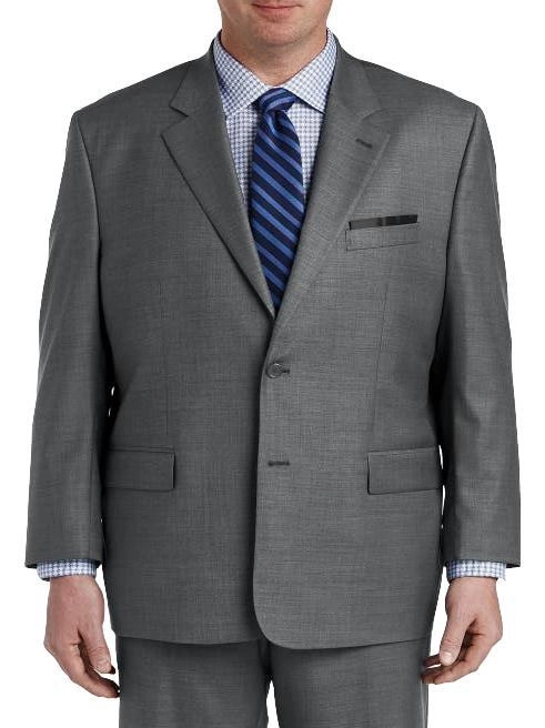 OAK HILL PREMIUM BY DXL Big & Tall Jacket-relaxer Sharkskin Suit Jacket - Grey