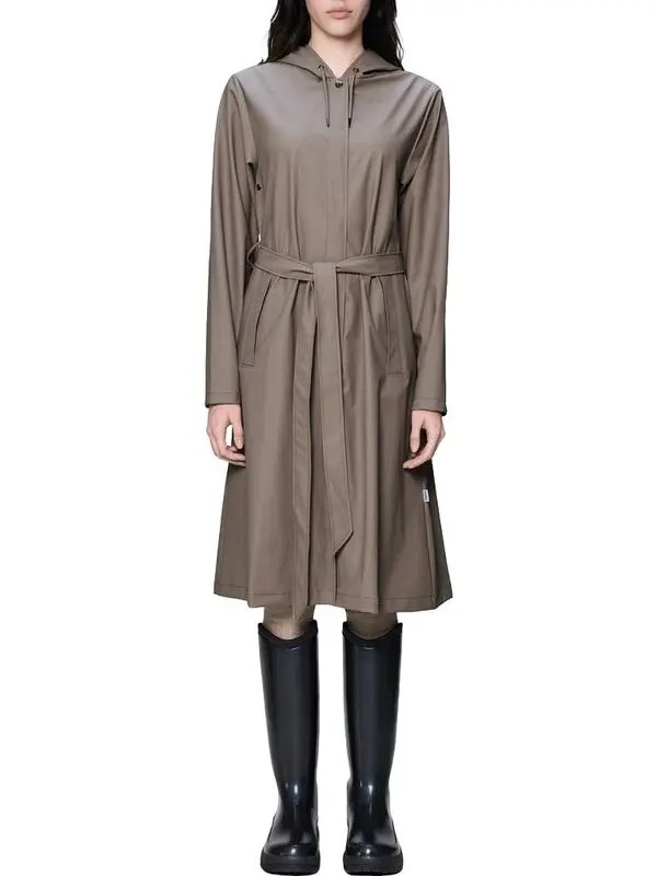 Rains Waterproof A-line Long Raincoat - Cinder