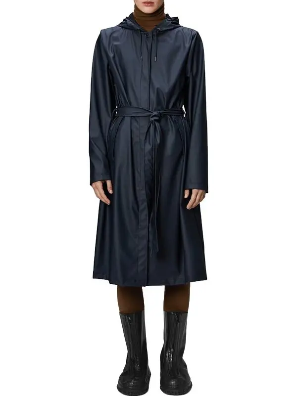 Rains Waterproof A-line Long Raincoat - Navy