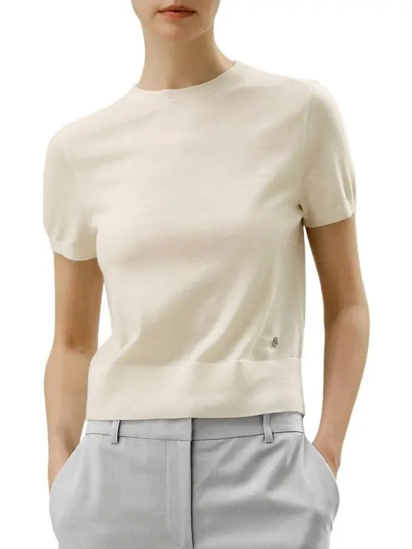 Lilysilk Cashmere Round Neck Sweater - White