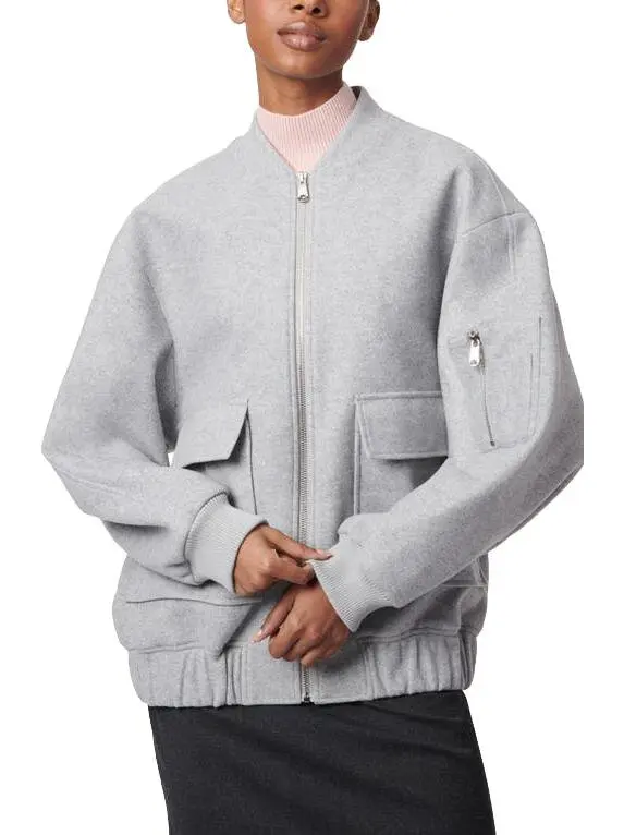 Bernardo Oversized Felt Bomber Jacket - Heather Grey