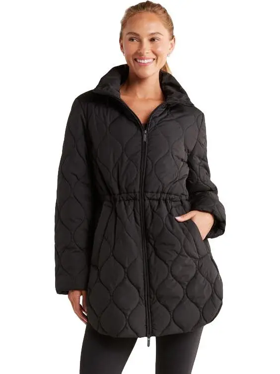 Zella Skyline Longline Quilted Jacket - Black