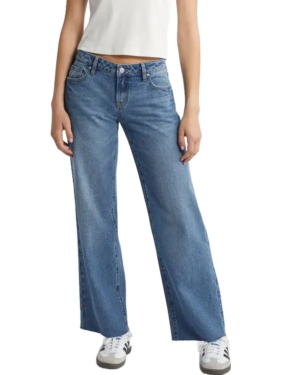 PACSUN Raw Edge Wide Leg Jeans - Asher Dark Wash