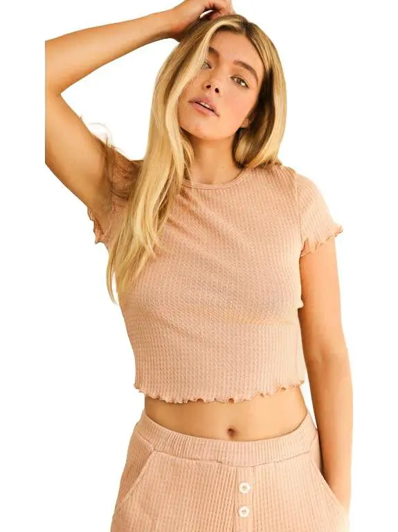 DIPPIN DAISY'S Strut Waffle Crochet Crop Top - Nude