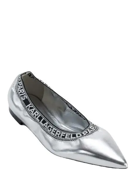 Karl Lagerfeld Paris Vinette Pointed Toe Flat - Silver