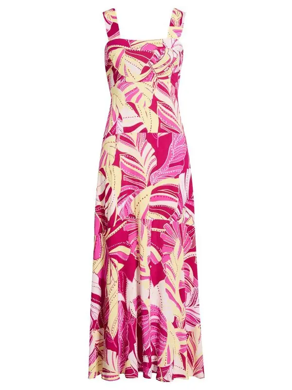 Vince Camuto Palm Print Maxi Dress - Deep Sangria