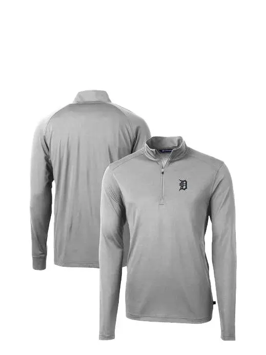 Cutter & Buck Detroit Tigers Virtue Eco Pique Recycled Quarter-zip Pullover Top - Gray