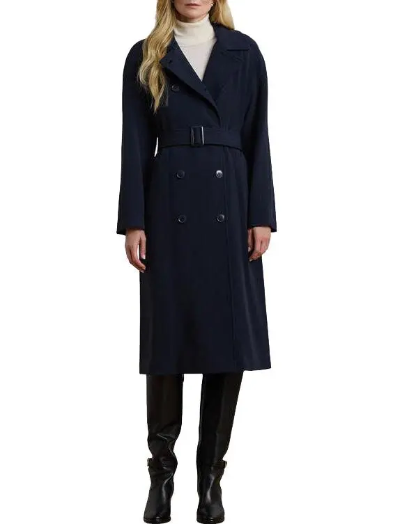 Ralph Lauren Crepe Belted Coat - Dk Navy