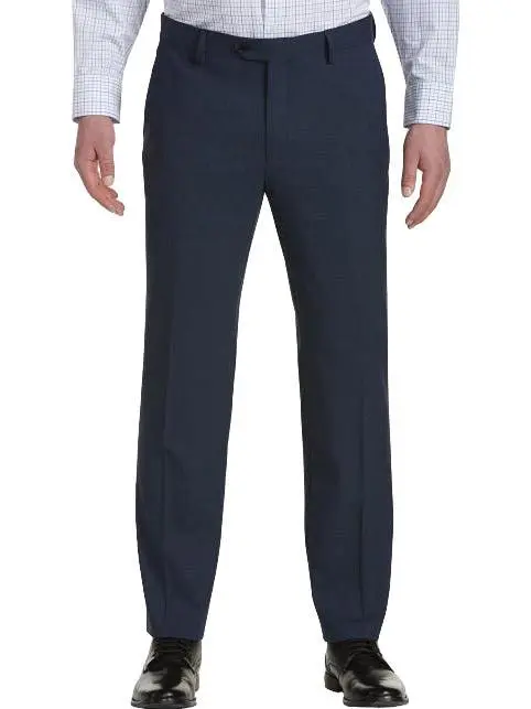 SYNRGY BY DXL Performance Mélange Flat-front Suit Pants - Blue