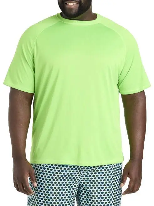 HARBOR BAY BY DXL Big & Tall Swim Rash Guard T-shirt - Green Flash