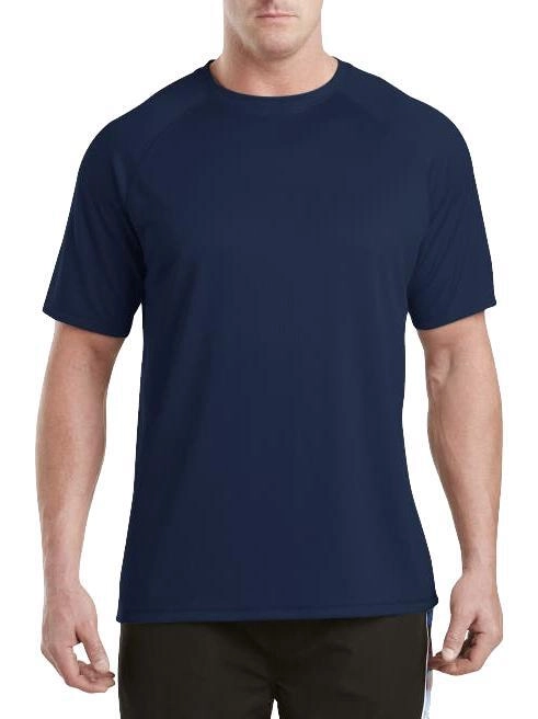 HARBOR BAY BY DXL Big & Tall Swim Rash Guard T-shirt - Navy