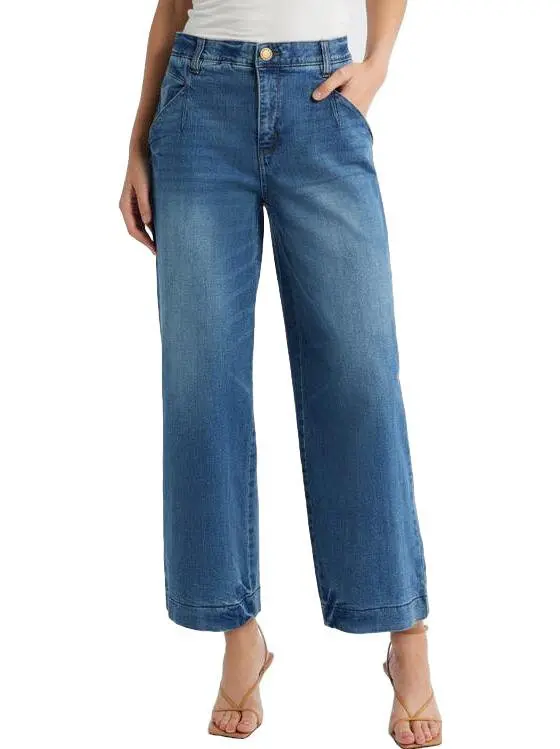 Wit & Wisdom Ab'solution Wyatt Skyrise V-pocket Ankle Wide Leg Jeans - Mid Blue Artisinal