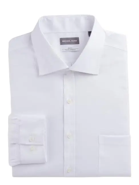 Michael Kors Solid Non-iron Stretch Dress Shirt - White