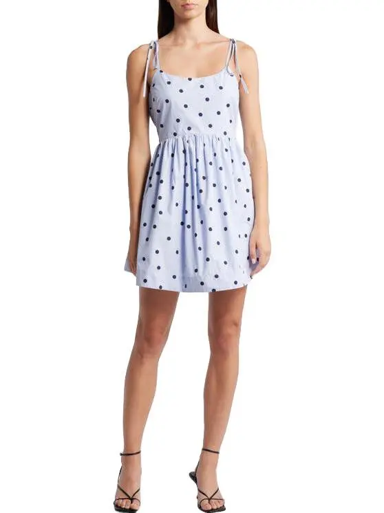 English Factory Polka Dot Mini Dress - Powder Blue