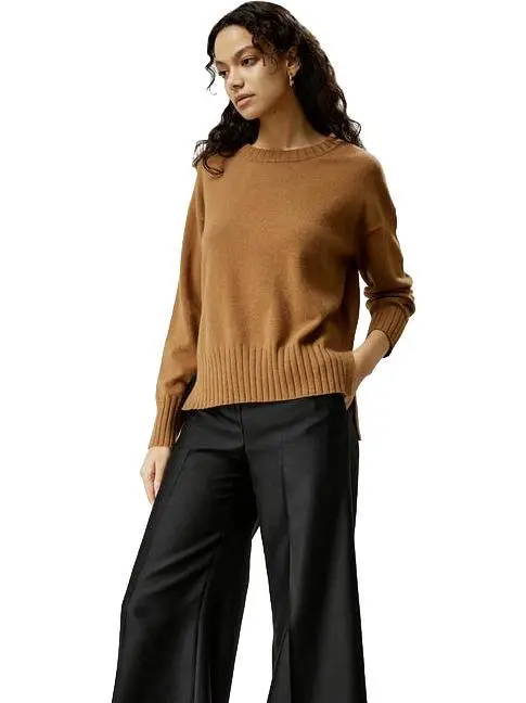 Lilysilk Crew Neck Cashmere Pullover - Brown