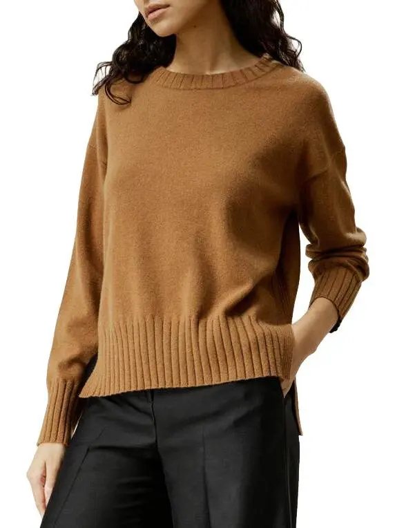 Lilysilk Crew Neck Cashmere Pullover - Brown