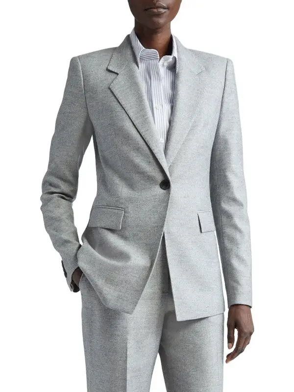 Lafayette 148 New York Notch Lapel Wool-blend Blazer - Nickel Multi