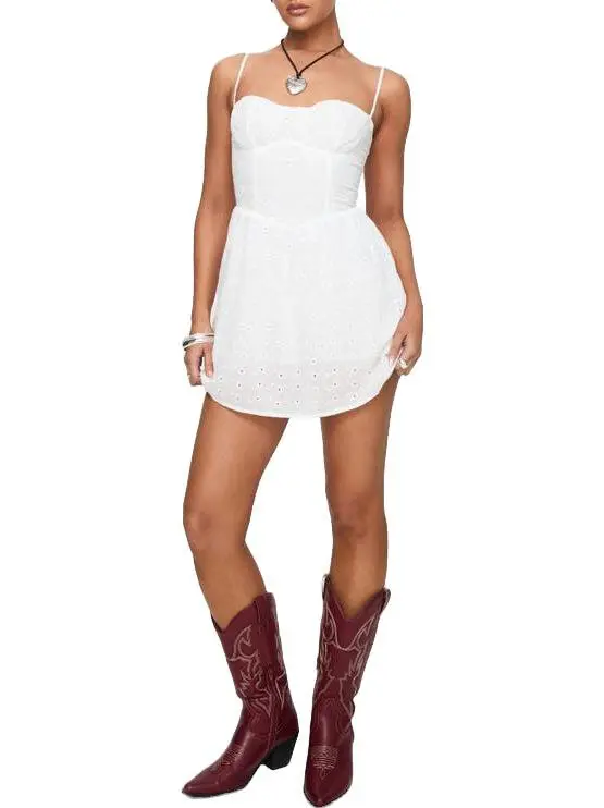 Princess Polly Mckilah Eyelet Mini Dress - White