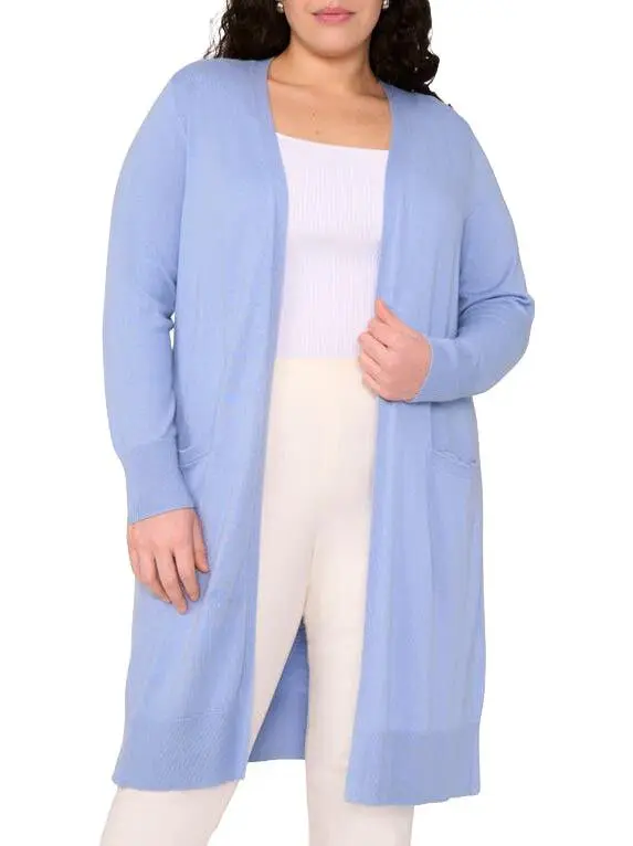 Halogen Open Front Longline Cardigan - Forever Blue