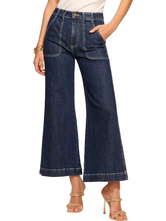Ramy Brook Theodora High-waist Wide-leg Ankle Jeans - Dark Wash