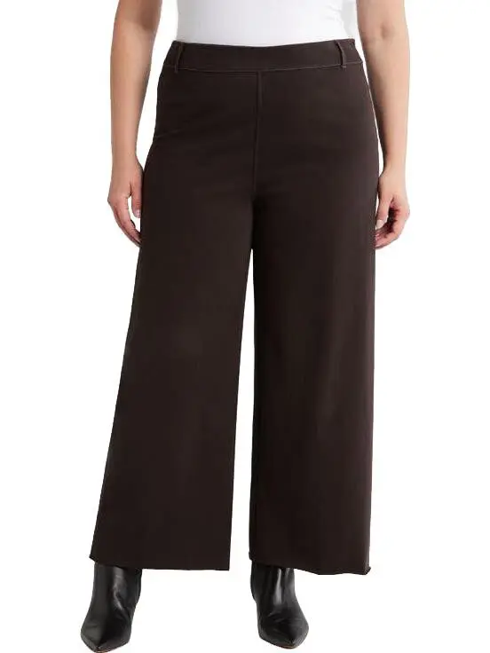 Lyssé Erin High-waist Wide-leg Knit Denim Pants - Double Espresso