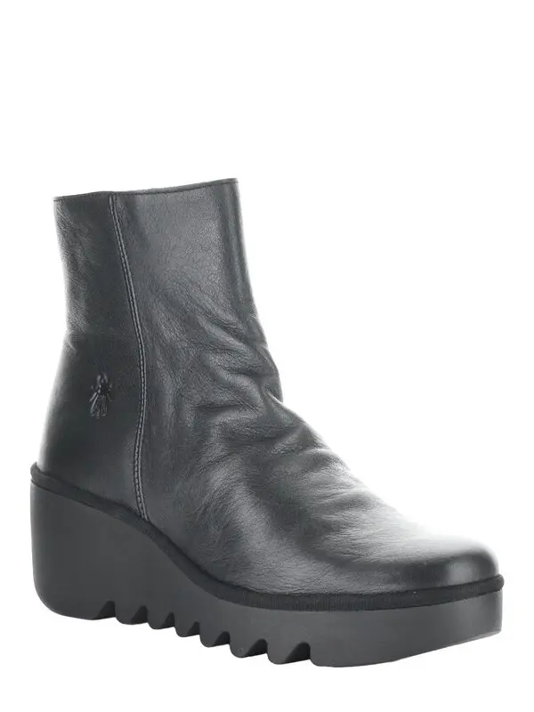 Fly London Baan Platform Wedge Bootie - 009 Black