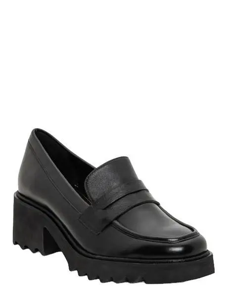 ARA Prism Platform Leather Loafer - Black