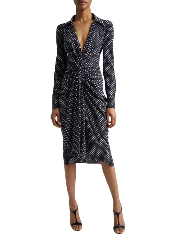 Michael Kors Polka Dot Midi Shirtdress - Black/ Optic White