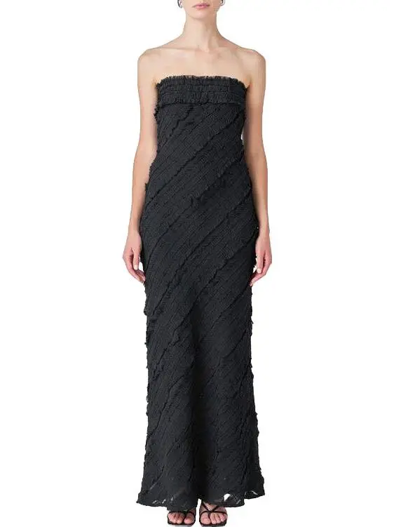 Endless Rose Ruffle Strapless Maxi Dress - Black