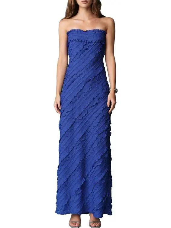 Endless Rose Ruffle Strapless Maxi Dress - Cobalt