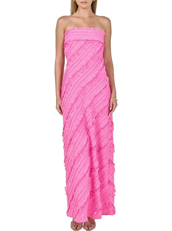 Endless Rose Ruffle Strapless Maxi Dress - Hot Pink
