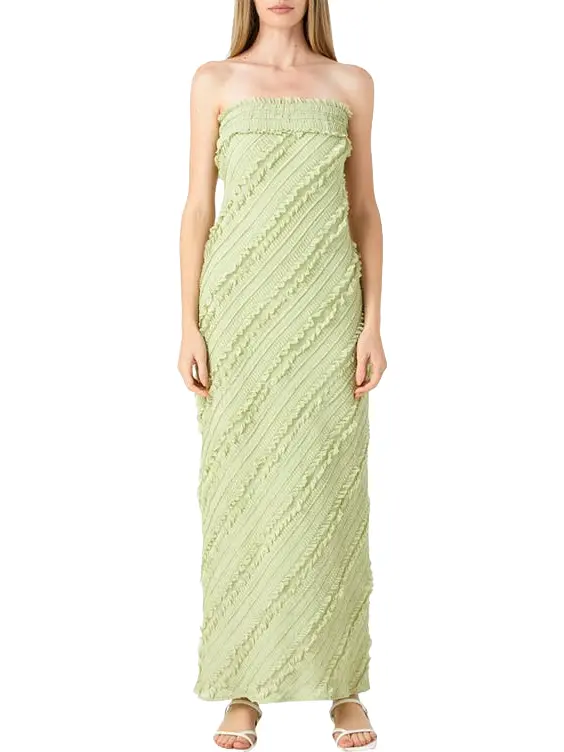 Endless Rose Ruffle Strapless Maxi Dress - Pistachio