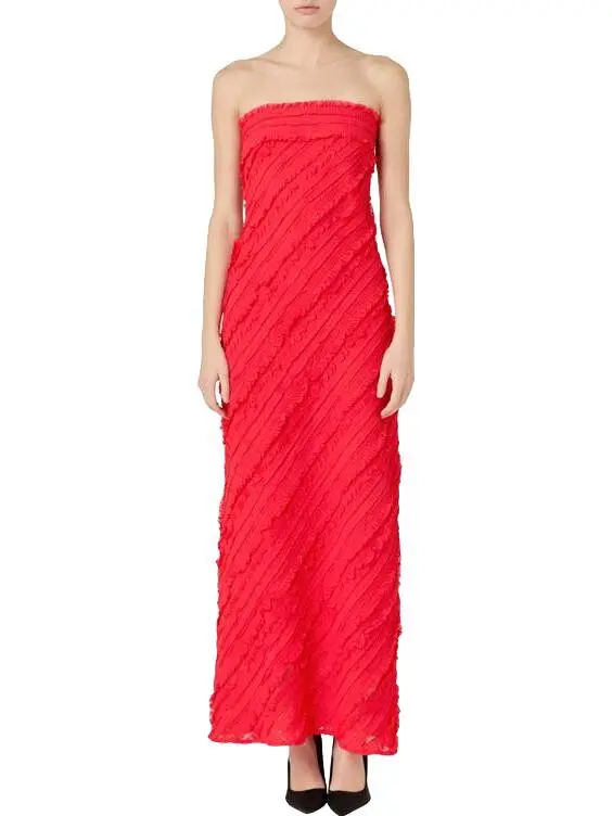 Endless Rose Ruffle Strapless Maxi Dress - Red