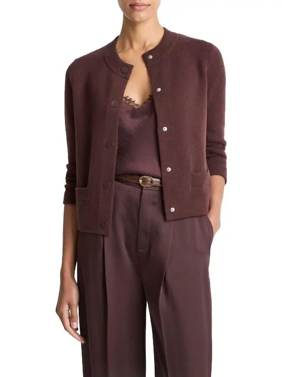 Vince Shrunken Wool & Cashmere Snap Cardigan - Fig