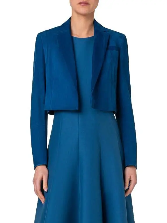 Akris Gian Suede Crop Jacket - Medium Denim