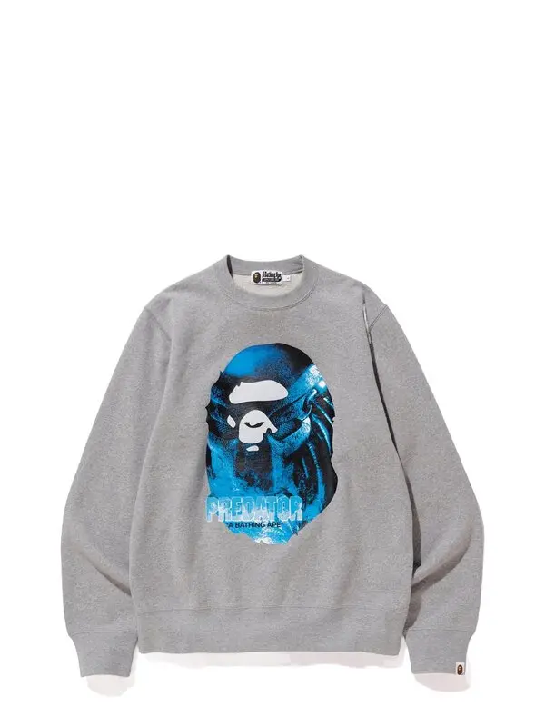 A BATHING APE X Predator Ape Head Crewneck Sweatshirt - Grey