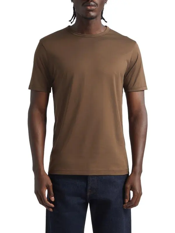 Sunspel Cotton Crewneck T-shirt - Dark Walnut