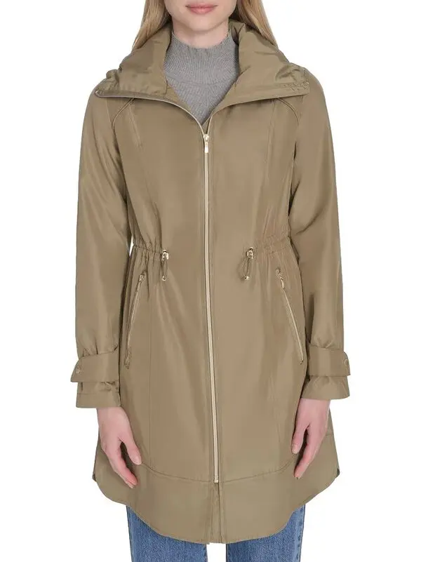 Cole Haan Travel Packable Hooded Rain Jacket - Sage