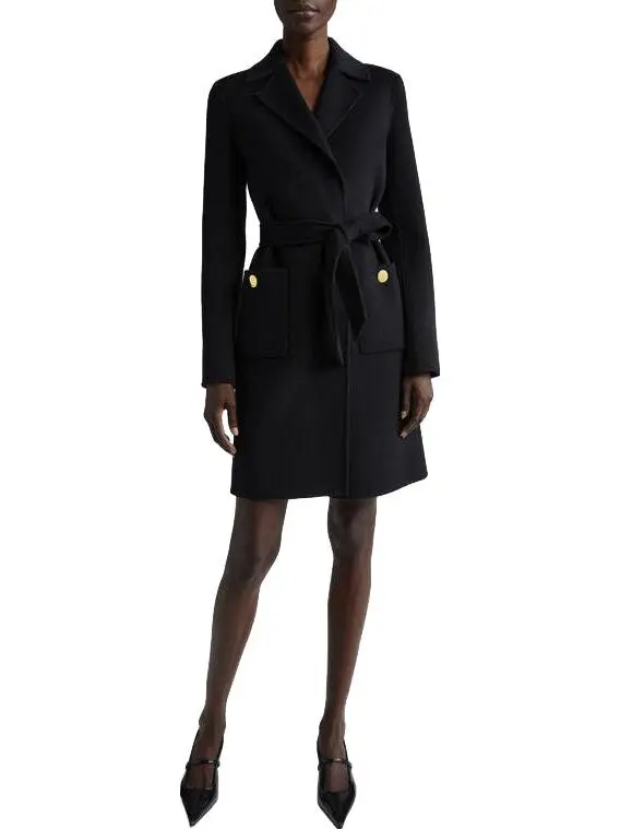 St. John Belted Wool & Cashmere Coat - Black